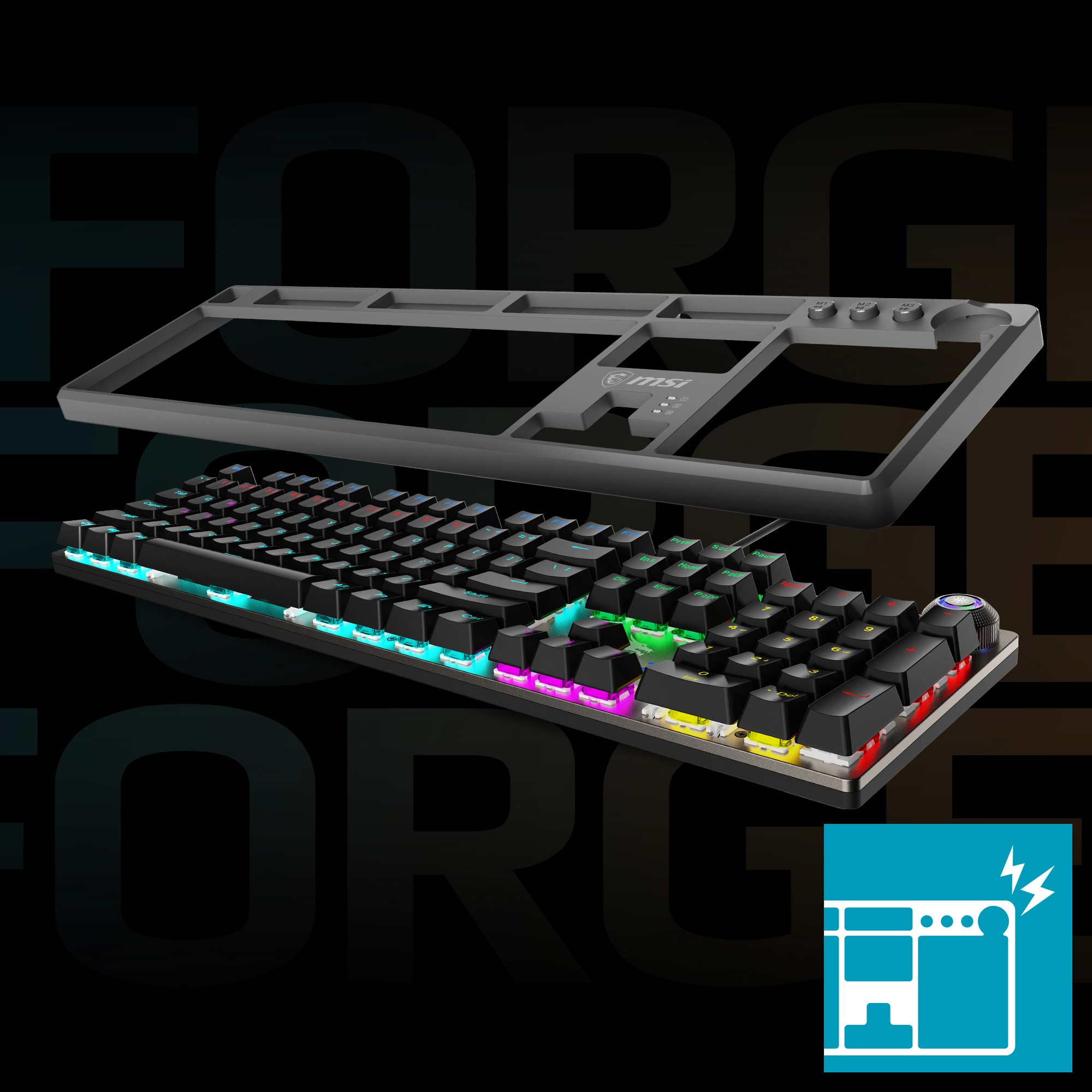 MSI Forge GK310 Mechanical Gaming Keyboard w/ Magnetic Cover - Hot Swappable Mechanical Red ...